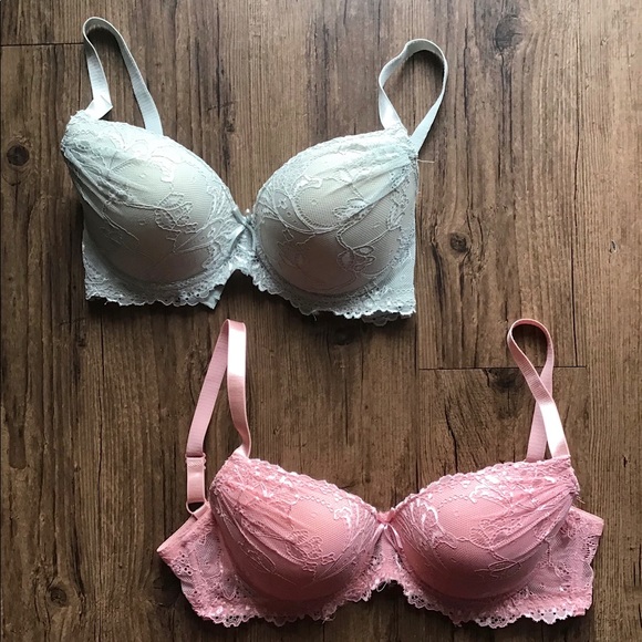 Intimates & Sleepwear | 36d Lace Bra Set Mint Green Pink | Poshmark